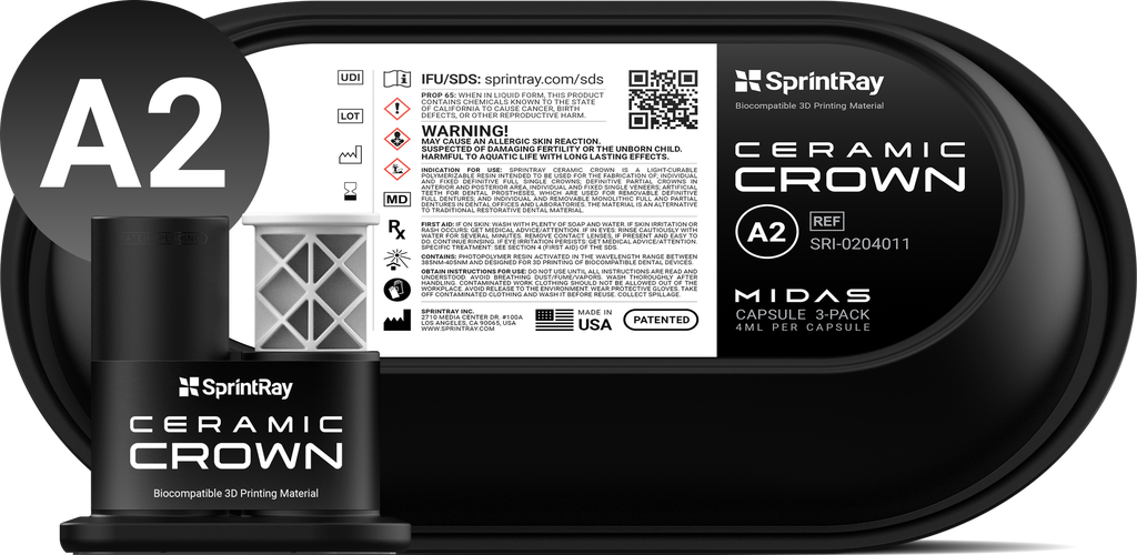 SprintRay Ceramic Crown - Single-unit Capsule 3-Pack – Voxel Dental